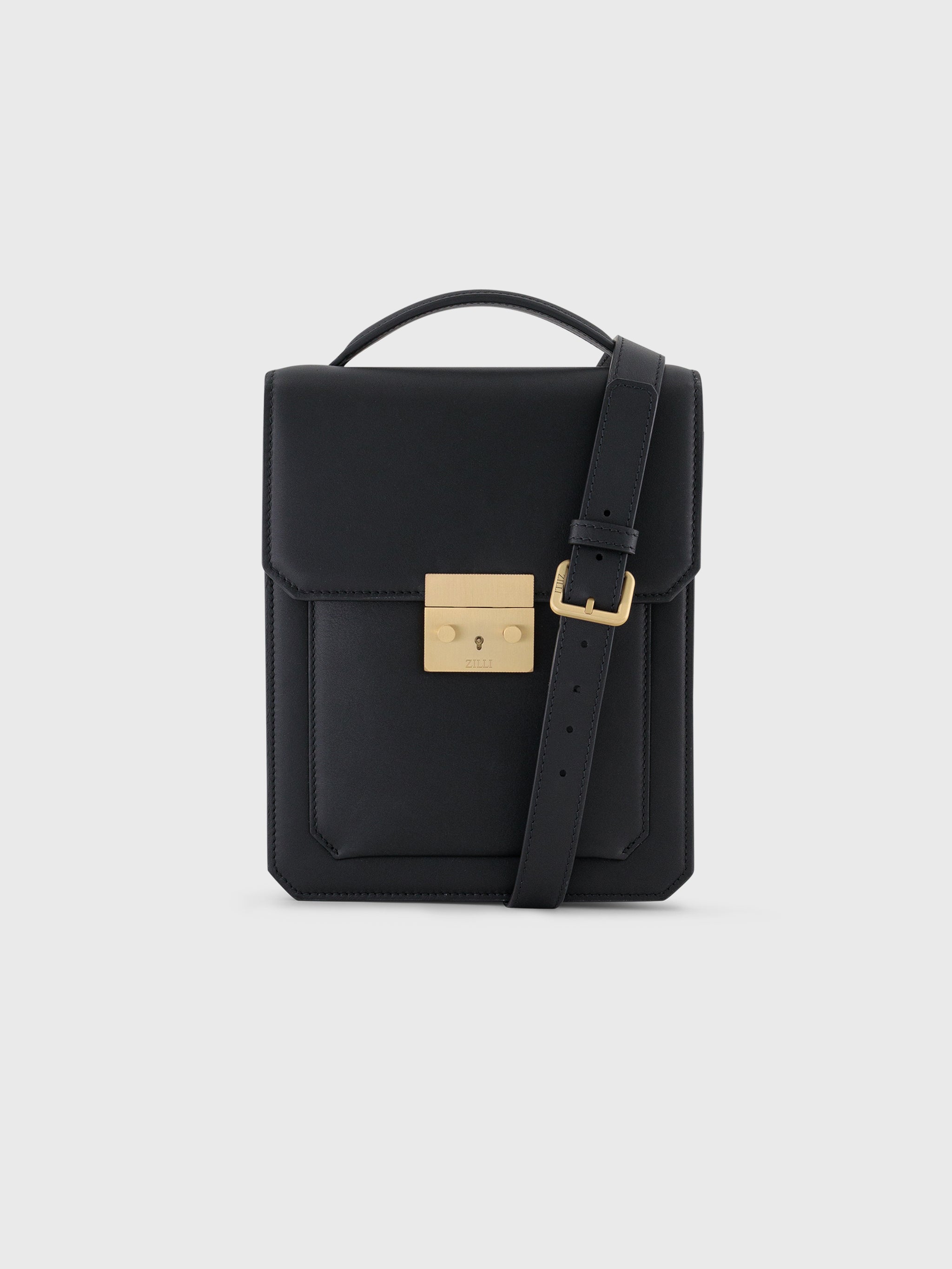 Gold-Plated ZILLI Closure Calfskin Bag - Black