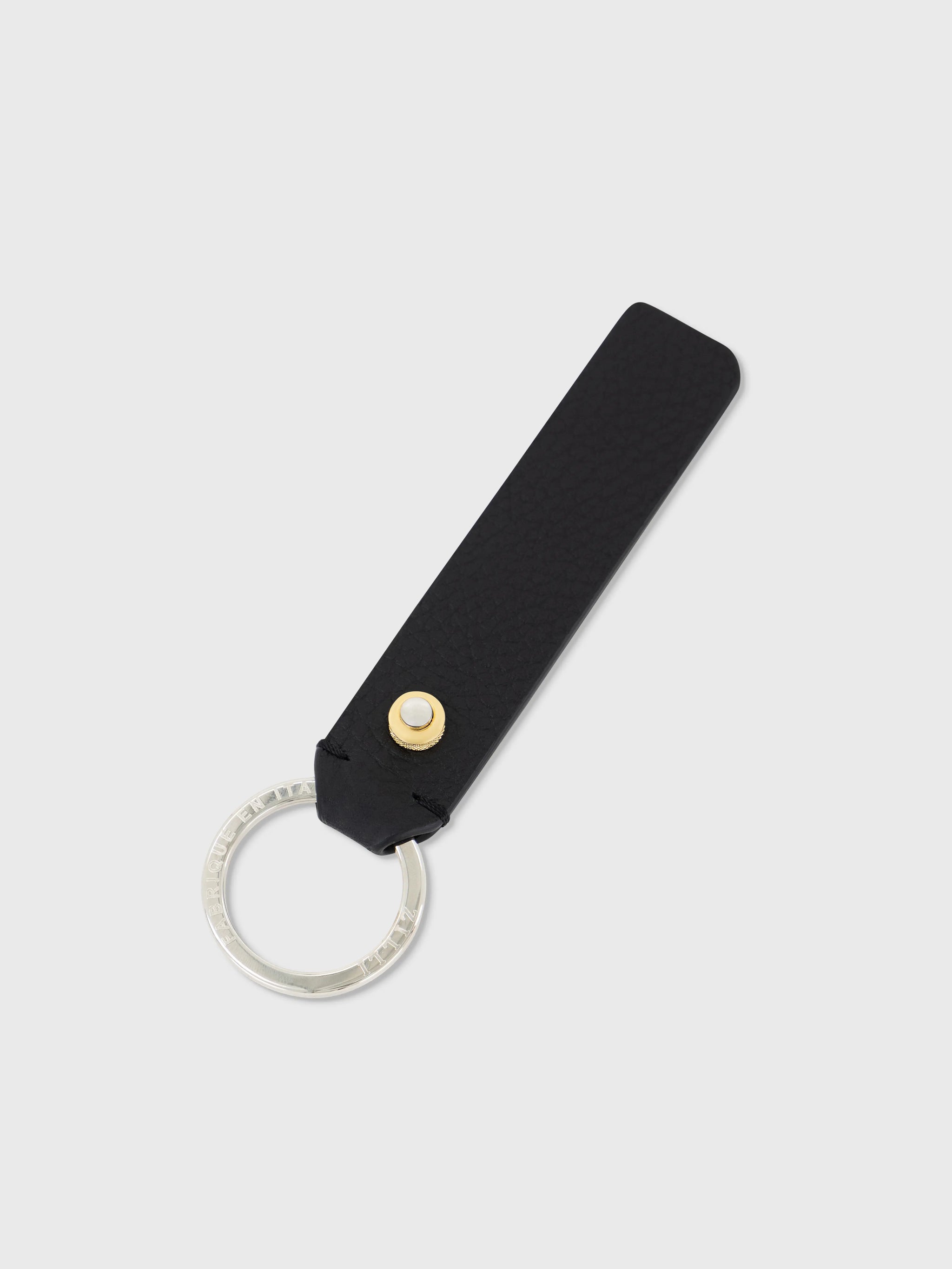 100% Calfskin Keychain - Black