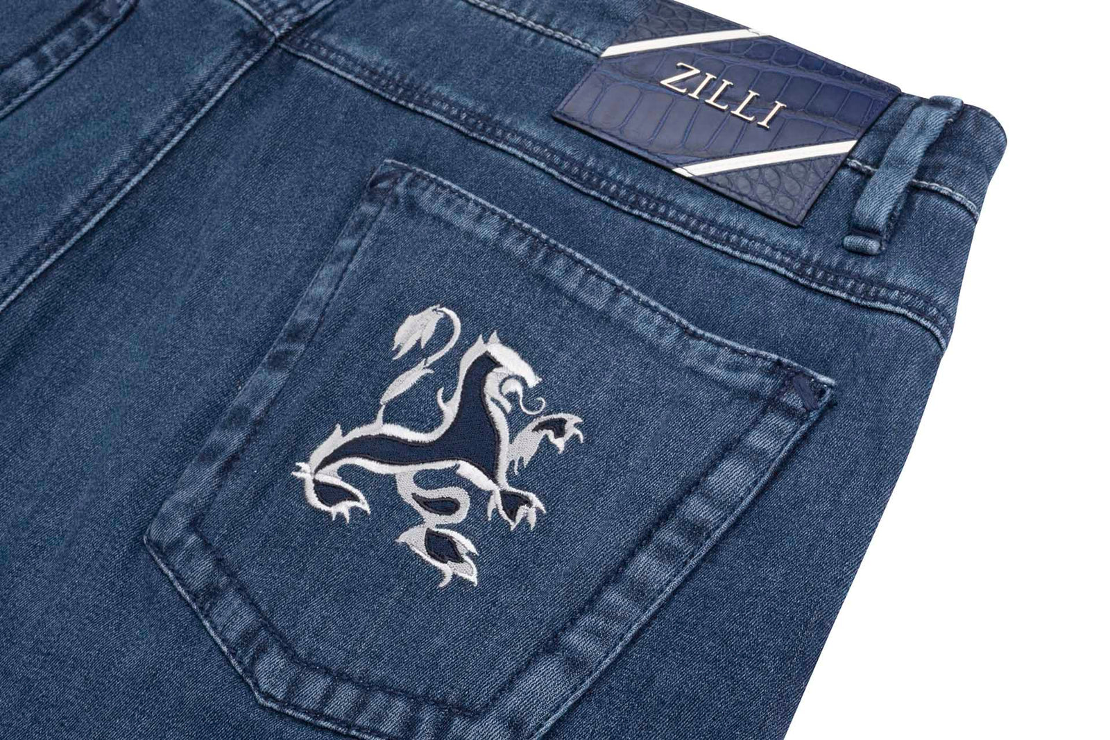 Slim Fit Jeans Griffon Embroidery with Alligator Details