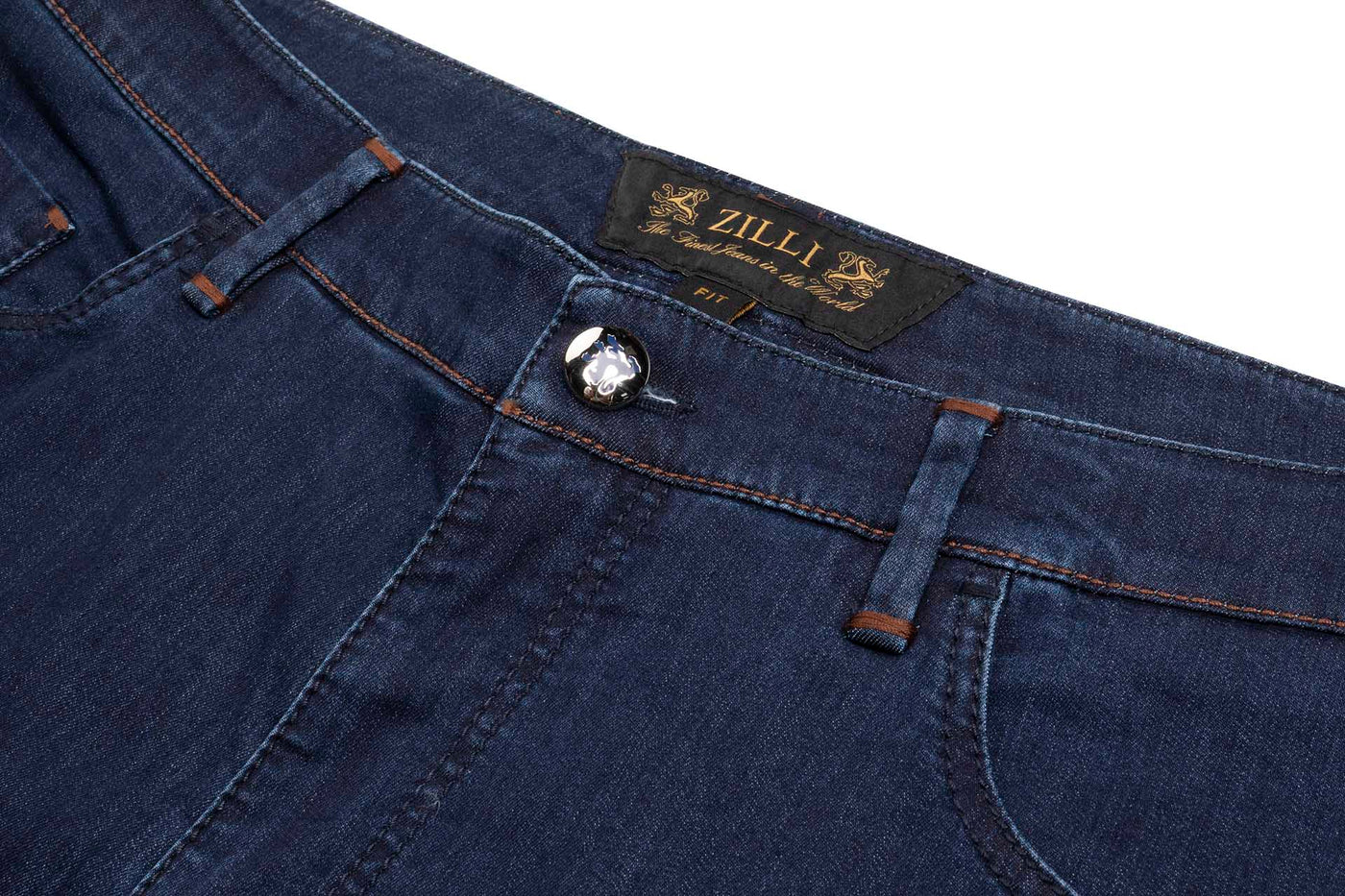 Zilli Slim Fit Jeans with Lion Embroidery & Alligator Details